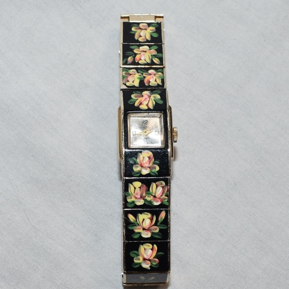 Rivo | Accessories | Vtg Rivo 7 Jewels Alum Hand Painted Floral Watch ...